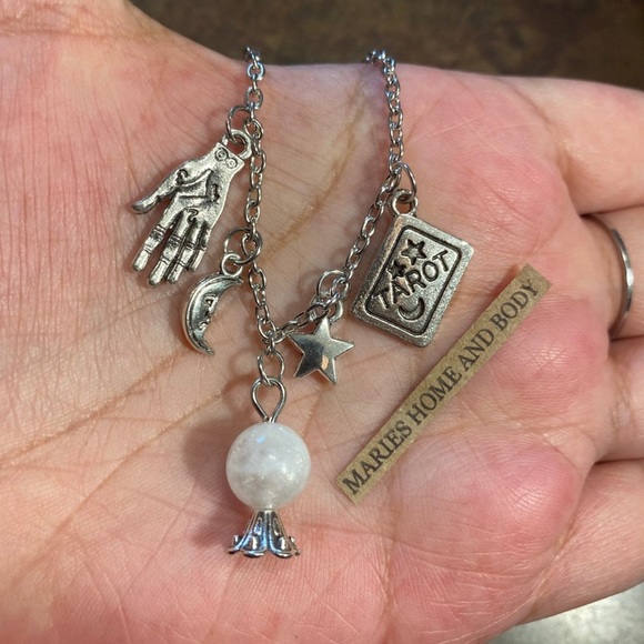 Jewelry | Magic Crystal Ball Tarot Card Palm Reader Moon Star Necklace ...